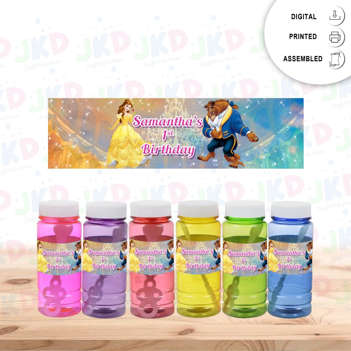 Princess Belle Bubble Bottle Labels Digital Printed & Ready - Etsy