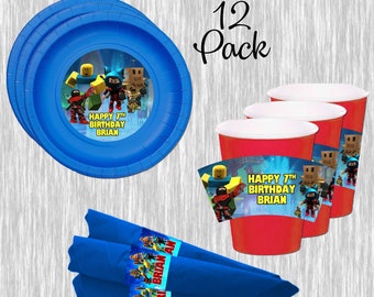 Roblox Party Paper Plates | Etsy