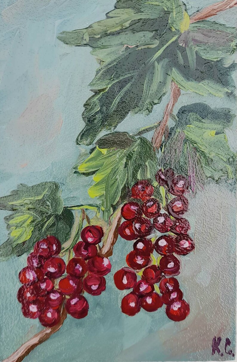 Red Currant Oil Painting: Miniature Kitchen Fruit Art (6x4 Inches) - Etsy