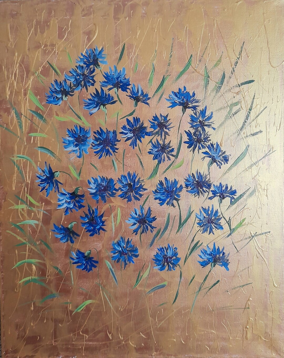 Cornflower Original Oil Painting, Cornflower Wall Art, Meadow Flowers ...