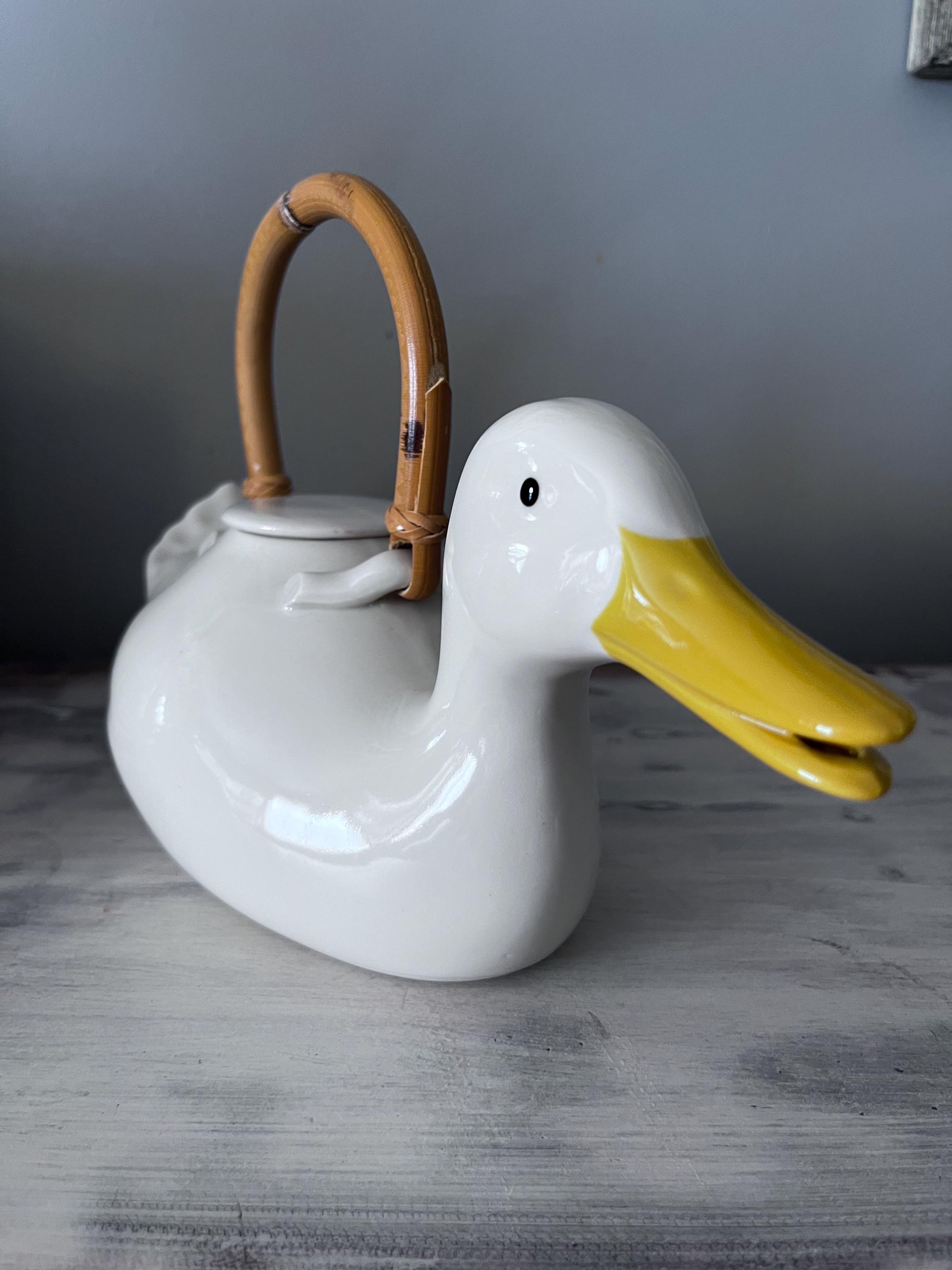 Vintage RARE Duck Stoneware Teapot Bamboo Handle, Unique Teapot - Etsy