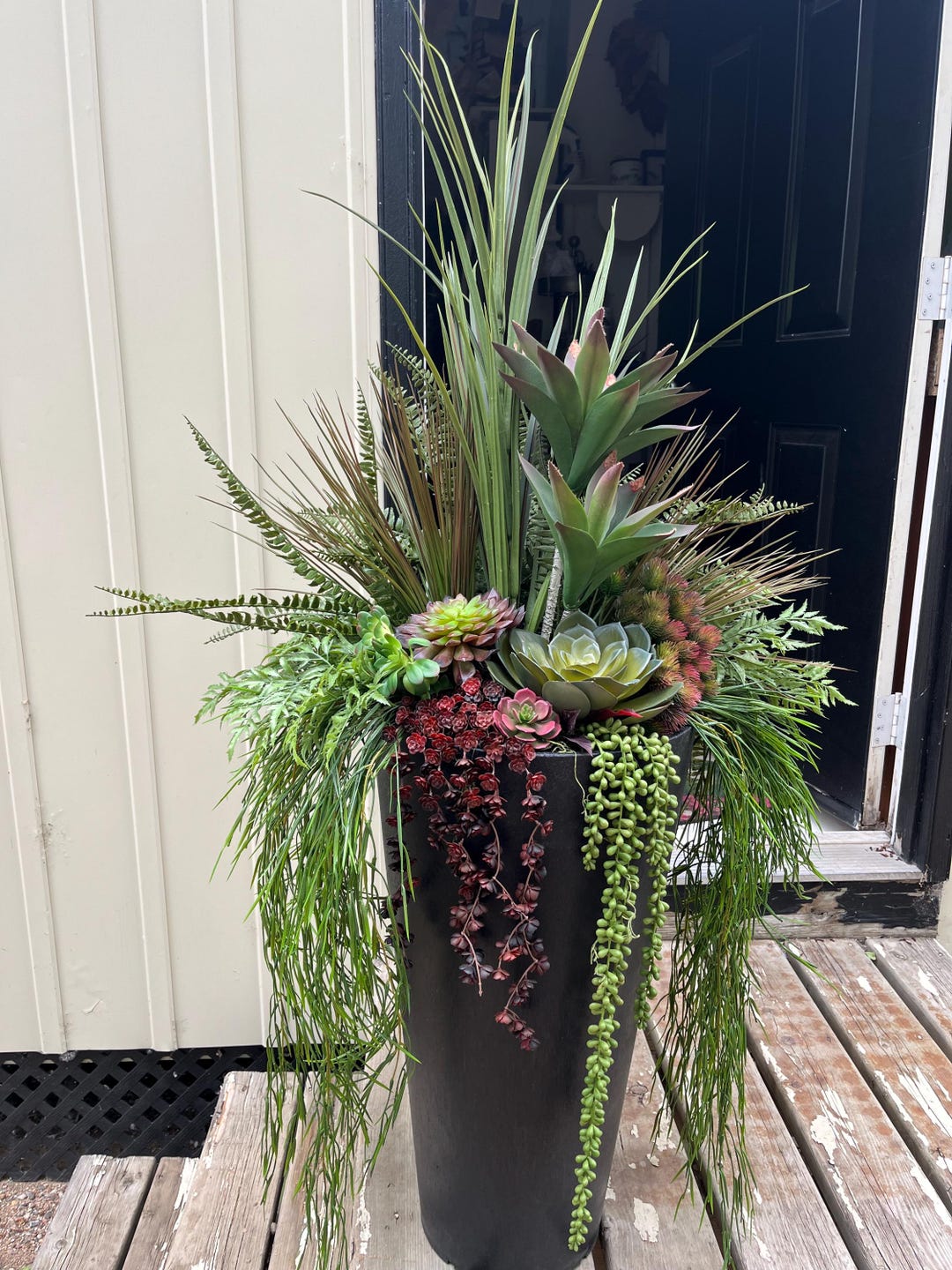 Faux Succulent Planter Insert: Artificial Drop in Planter, 30" Tall ...