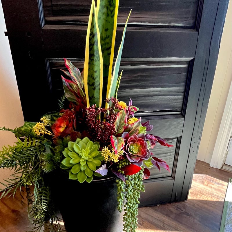 Large Outdoor Artificial Potted Flowers - Etsy