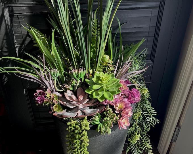 Front Porch Planter Pot Filler, Faux Flower Urn Drop in Centerpiece ...