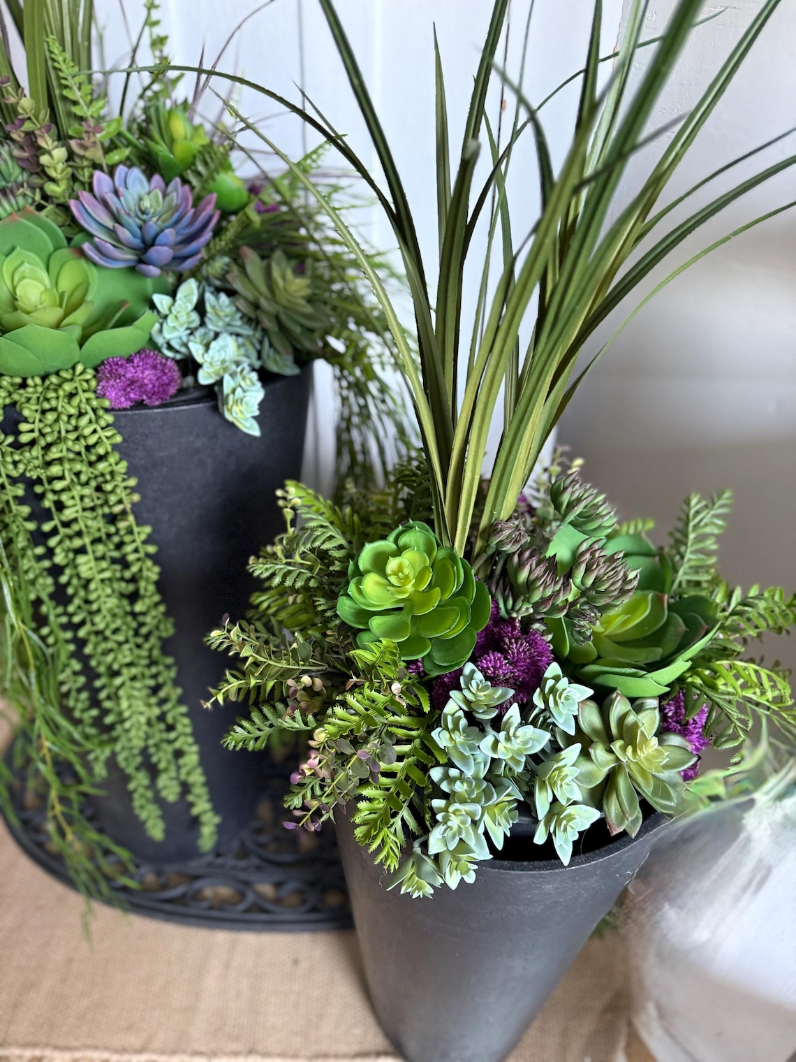 Faux Succulent Planter Drop In, Planters for Porch, Front Door Planters ...