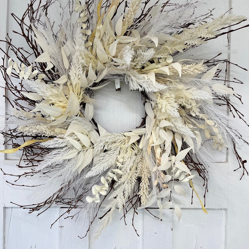 Faux Pampas Wreath - Etsy