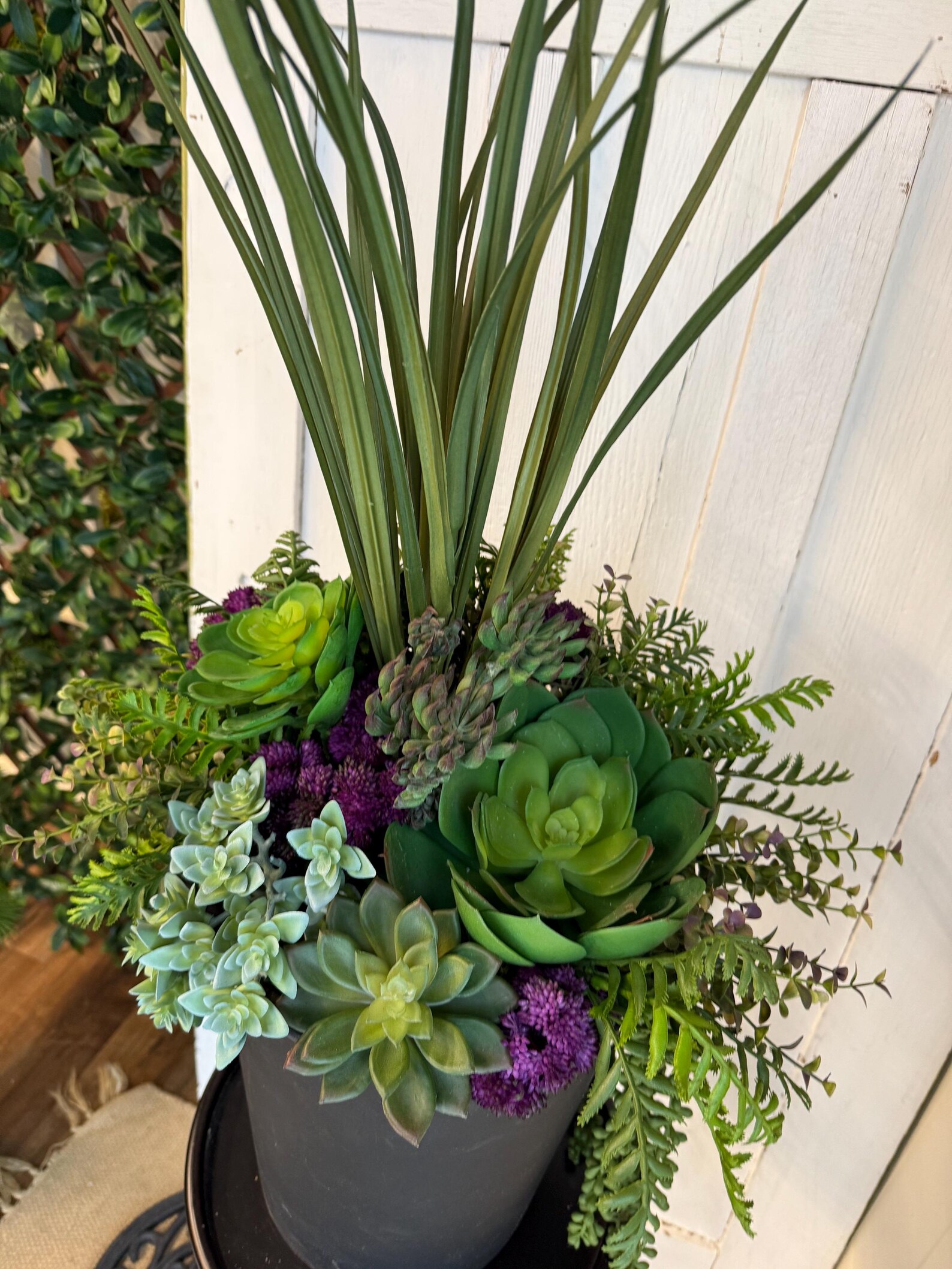 Faux Succulent Planter Drop In, Planters for Porch, Front Door Planters ...