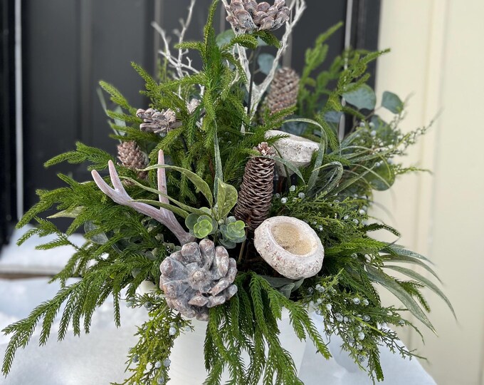 Artificial Winter Planter Drop In, Faux Urn Filler , Planters for Porch ...