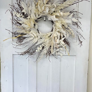 White Boho Pampas Wreath, Bohemian Wreath, Boho Wreath, Dried Grass ...