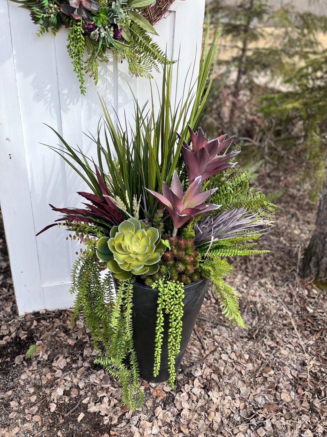 Faux Succulent Planter Drop In, Planters for Porch, Front Door Planters ...