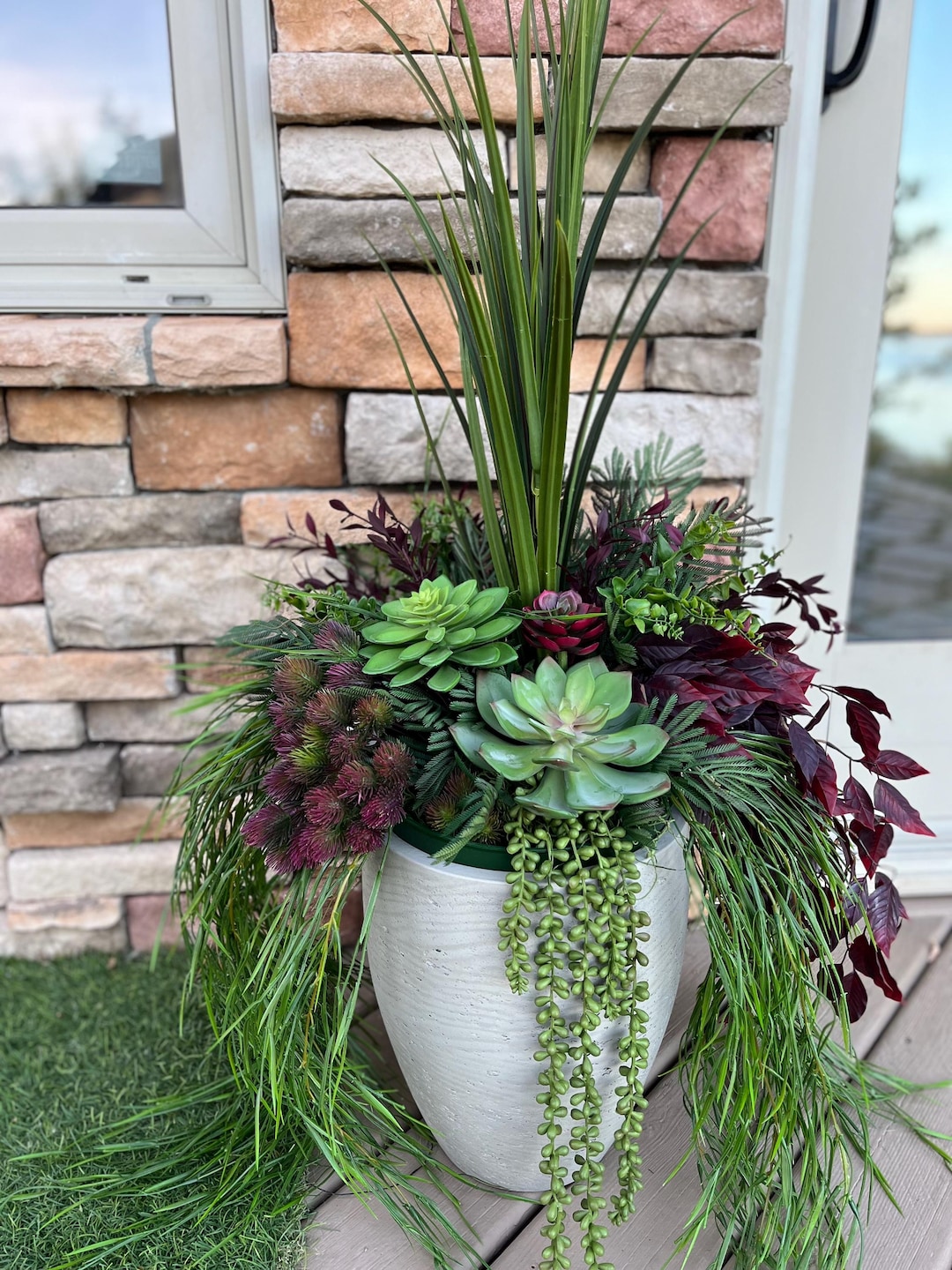 Faux Succulent Planter Drop In, Faux Urn Filler , Planters for Porch ...