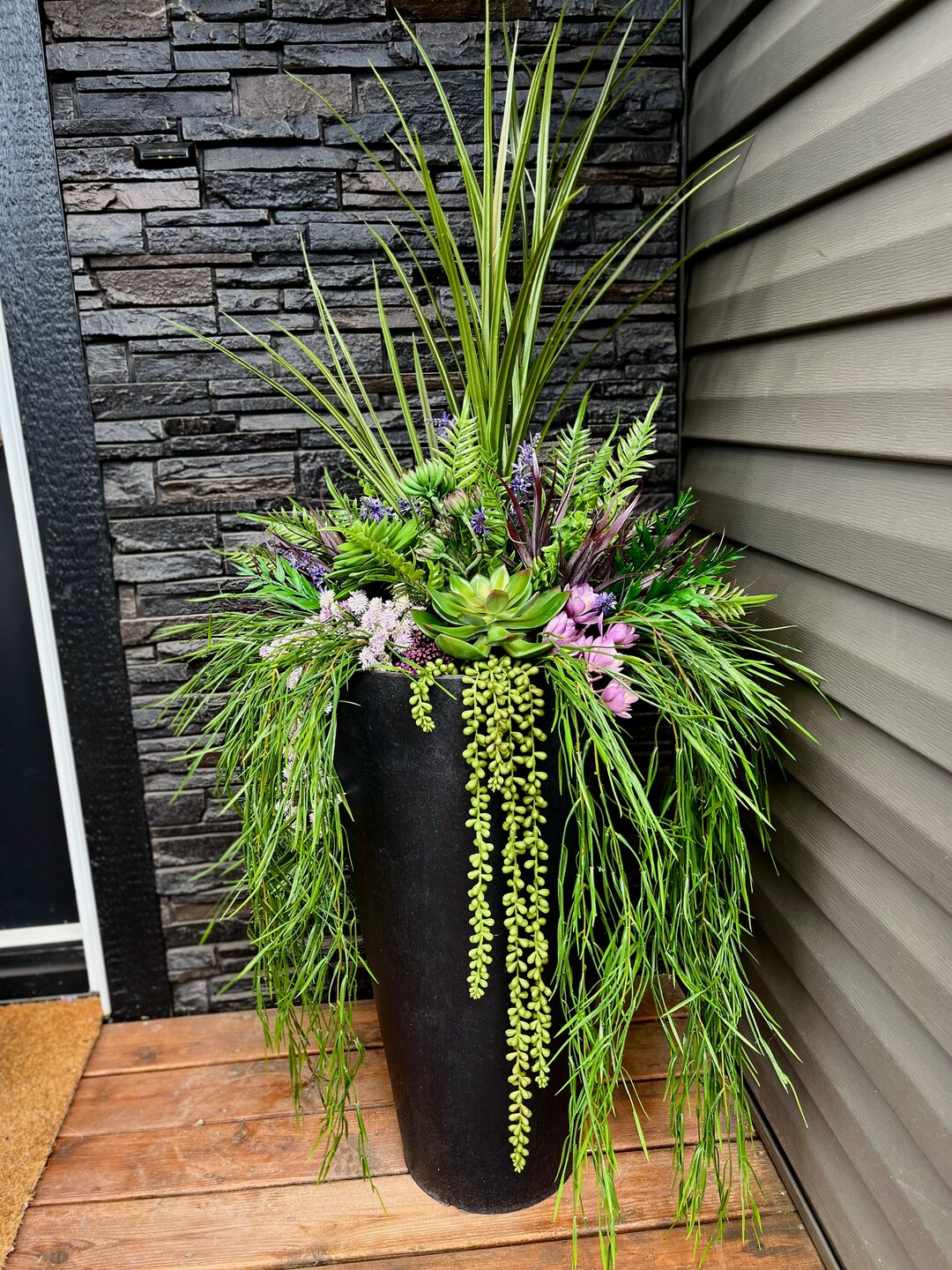 Faux Succulent Planter Drop In, Planters for Porch, Front Door Planters ...