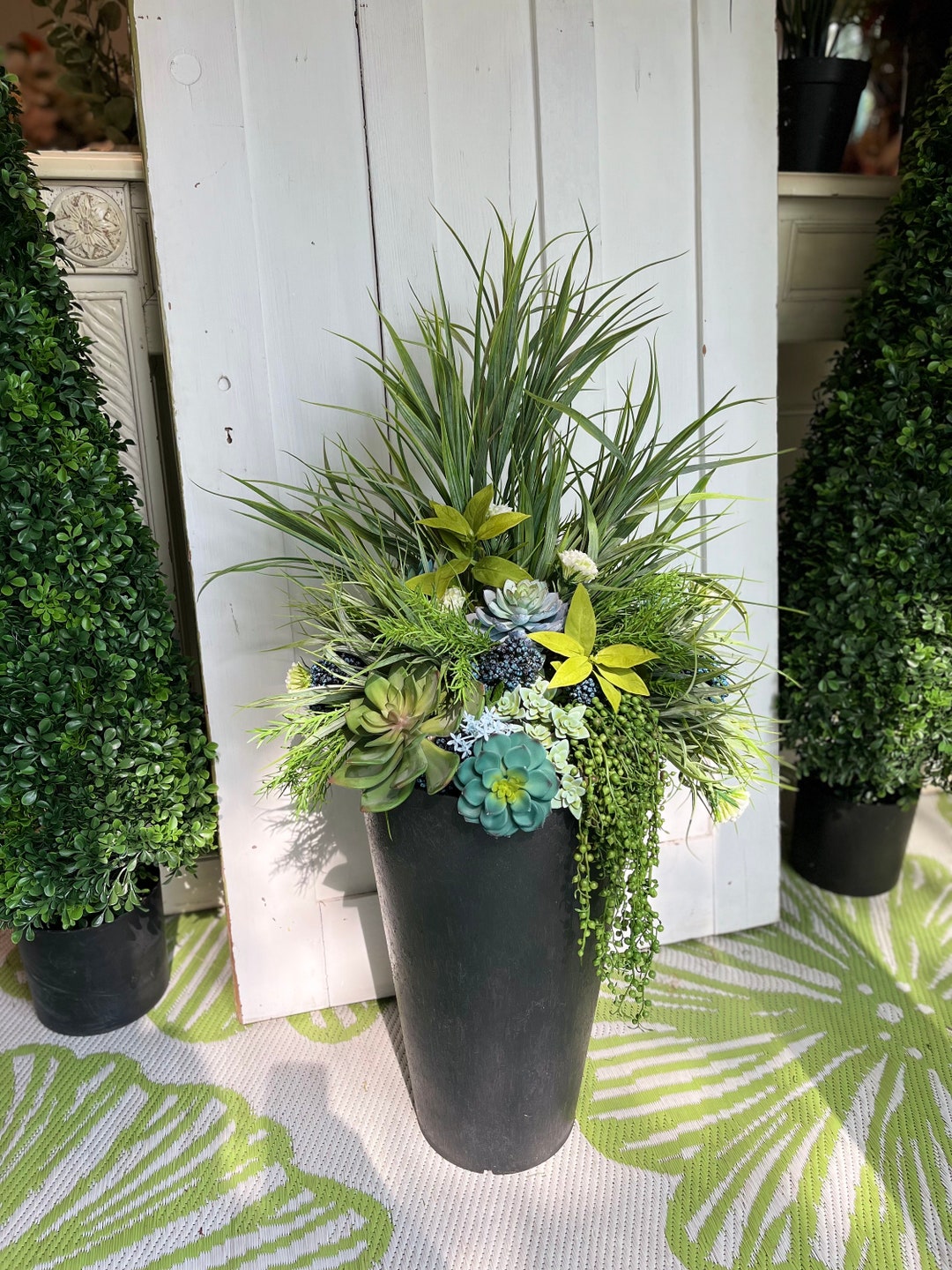 Large Artificial Succulent Drop in Planter, Faux Urn Filler , Planters ...