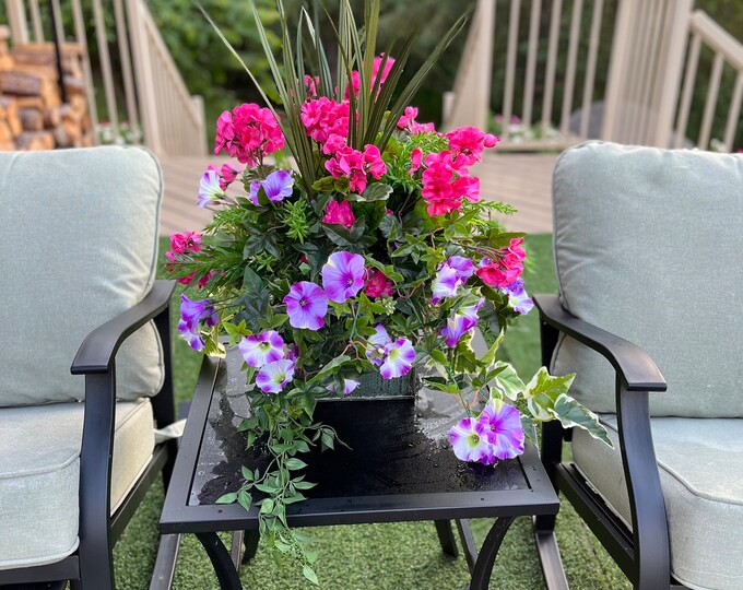 Faux Flower Planter,artificial Flowers for Outdoors, Planters for Porch ...
