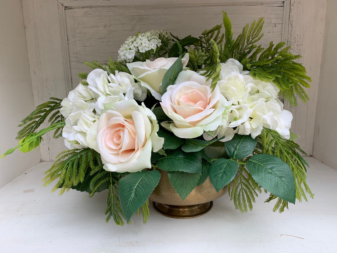 Christmas Table Centrepiece/ Ivory Rose Artificial Floral - Etsy