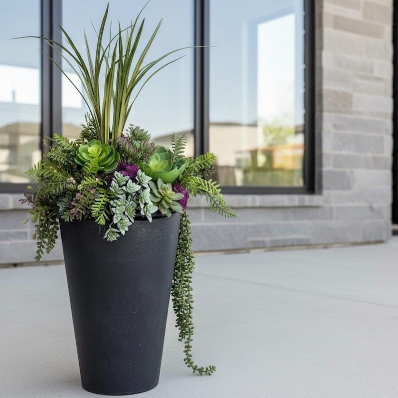 Faux Succulent Planter Drop In, Planters for Porch, Front Door Planters ...
