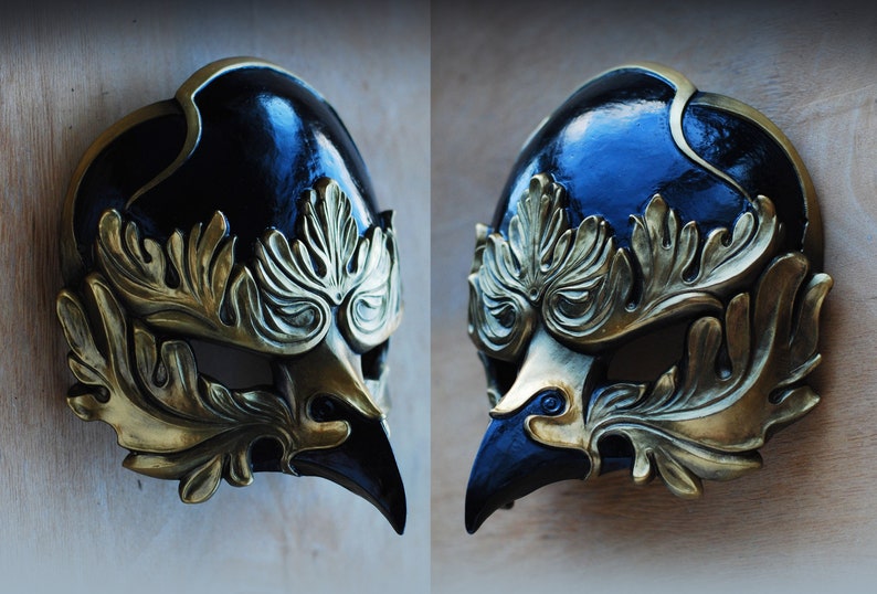 Bird Mask Black and Gold - Etsy