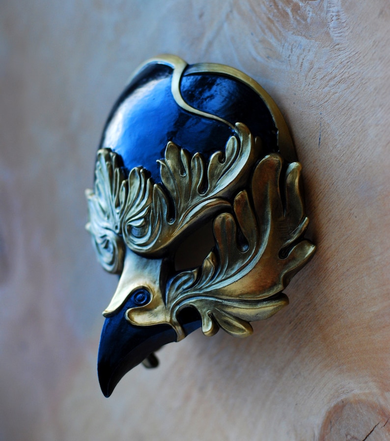 Bird Mask Black and Gold - Etsy