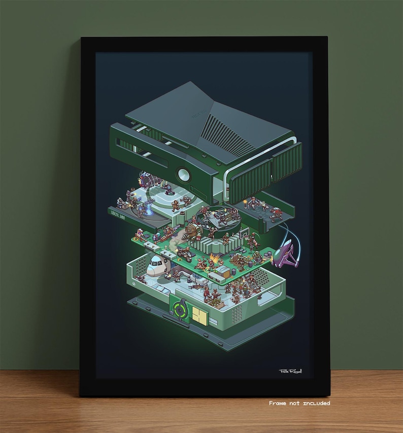 Xbox 360 Exploded Diagram: Retro Gaming Art Print - Etsy