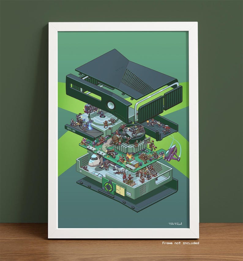 Xbox 360 Exploded Diagram: Retro Gaming Art Print - Etsy