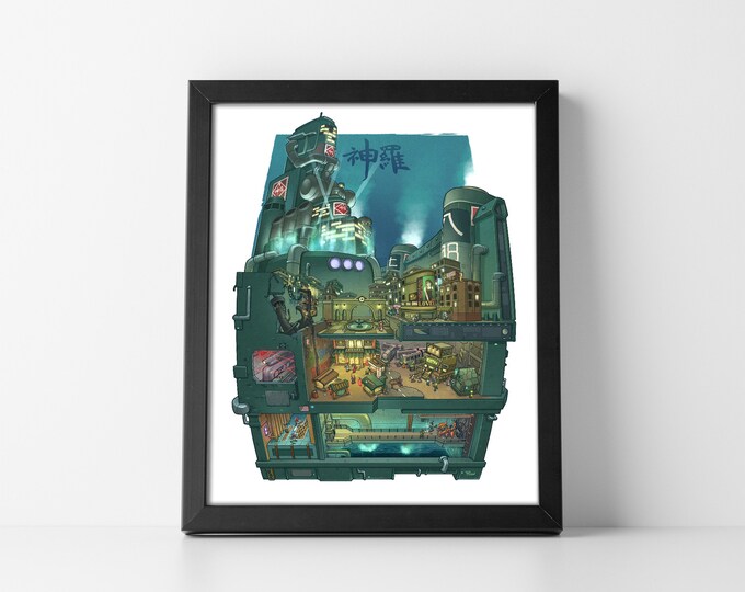Midgar final Fantasy 7 Travel Poster, Retro Vintage Illustration, PC ...