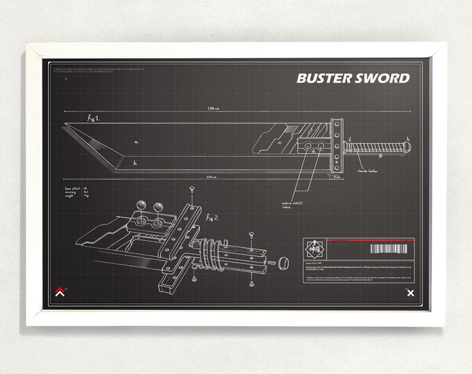 Buster Sword FF7 Blueprint Design 13x19 - Etsy