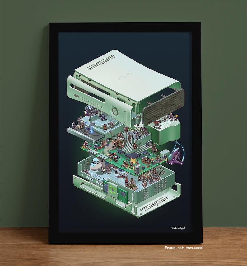 Xbox 360 Exploded Diagram: Retro Gaming Art Print - Etsy