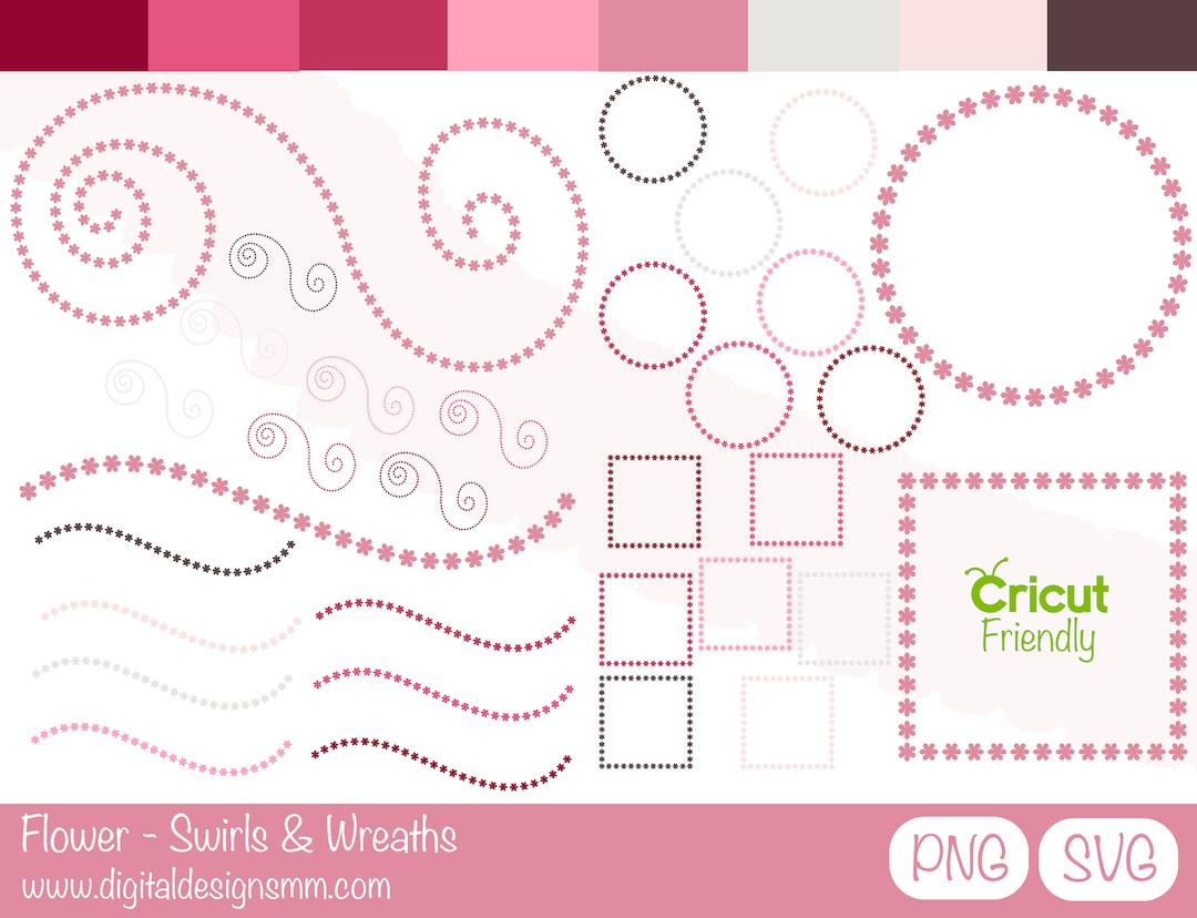 Flower Swirls and Wreaths Flower SVG PNG Transparent - Etsy