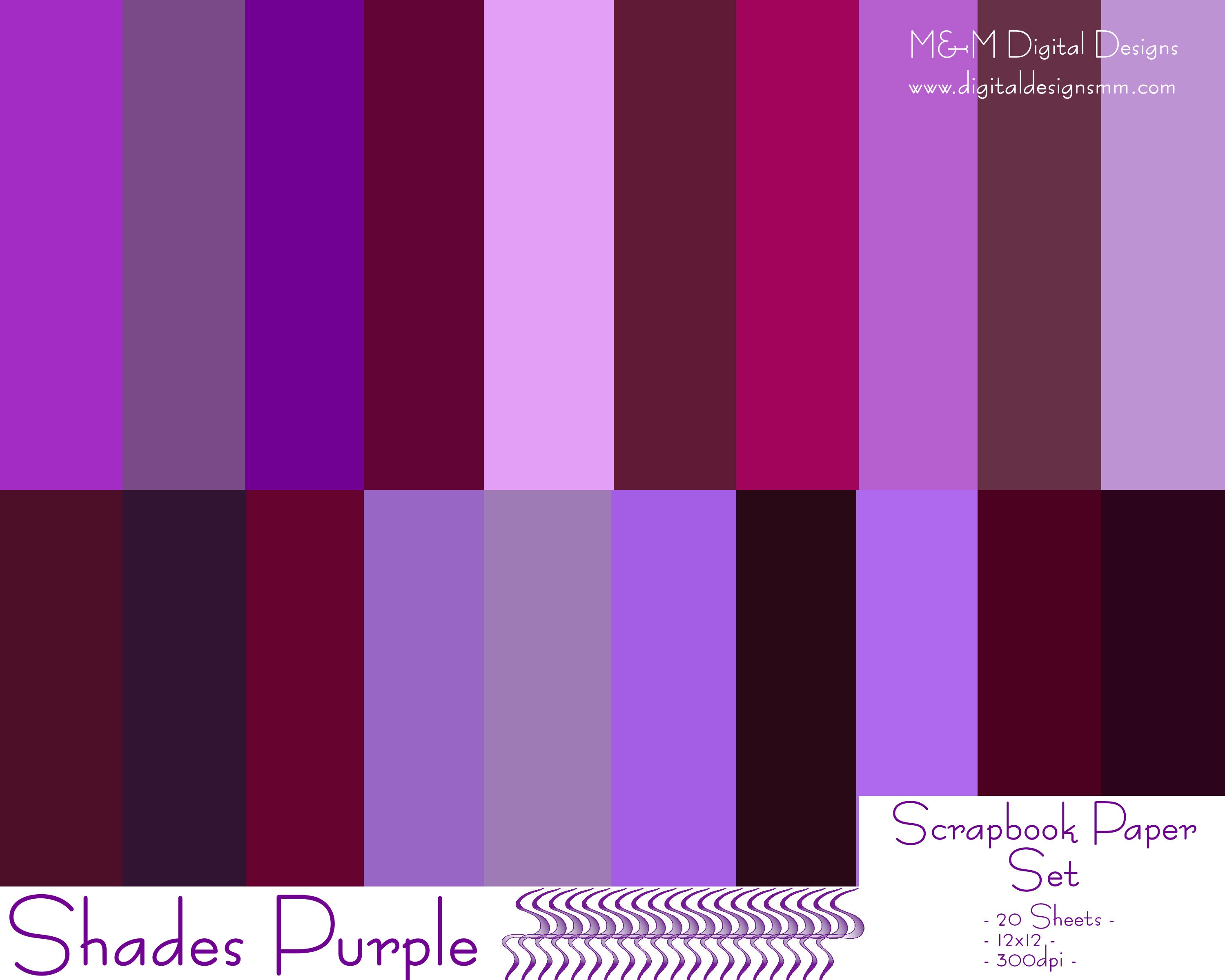 Shades of Purple Scrapbook Paper Set 12x12 Digital Paper - Etsy UK