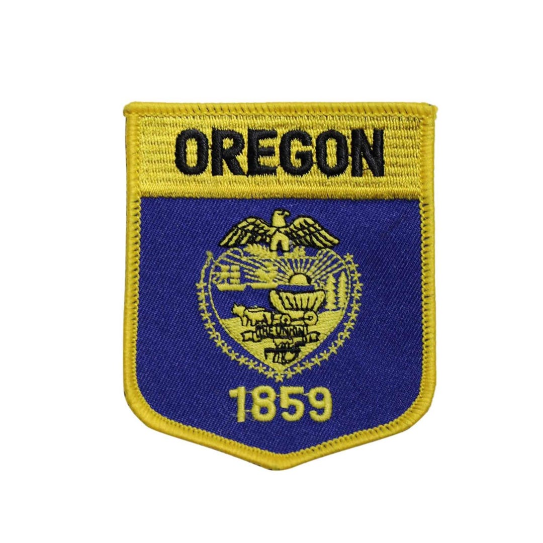 State of Oregon Flag Shield Embroidered Iron on Patch - OR Travel ...