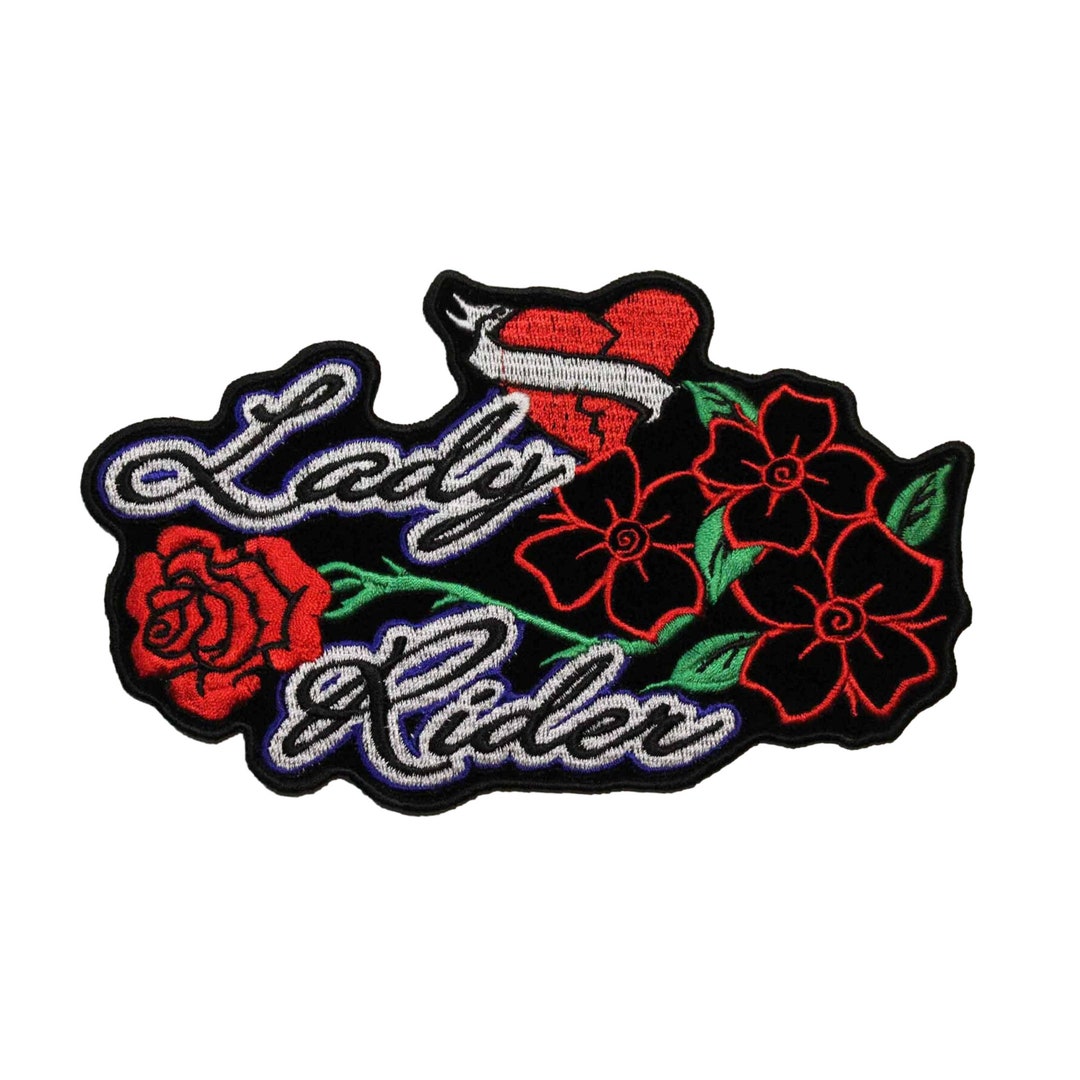 Lady Biker Roses Embroidered Iron on Patch Motorcycle - Etsy