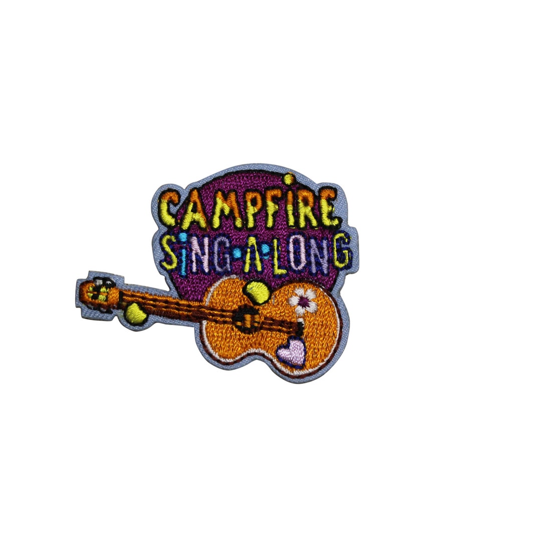 Campfire Sing A Long Embroidered Iron on Patch Camping Karaoke Guitar ...