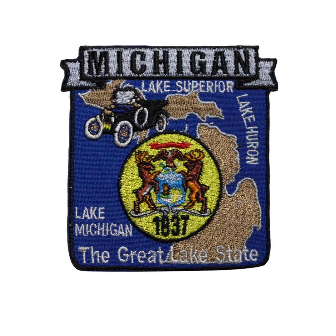 State of Michigan Embroidered Iron on Patch MI Travel Souvenir - Etsy
