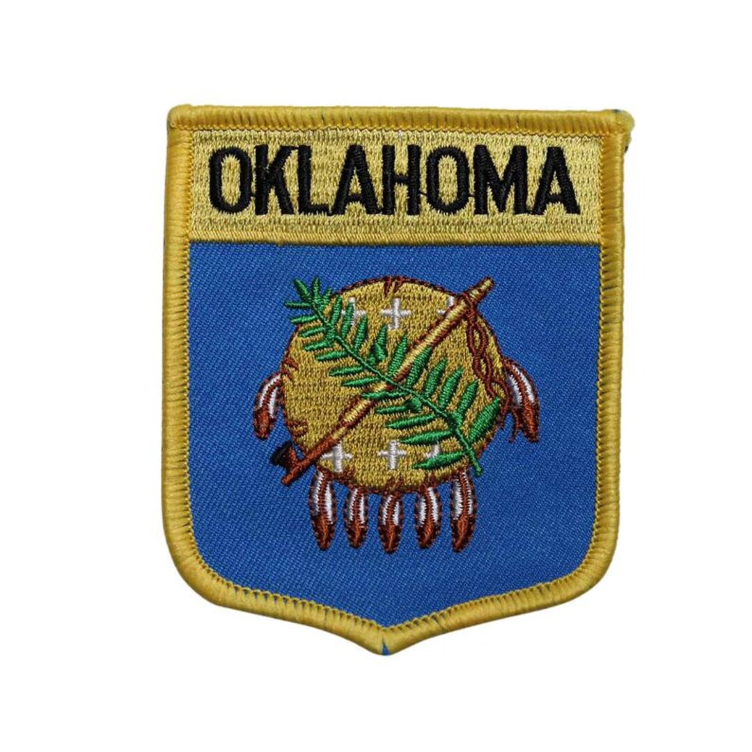 State of Oklahoma Shield Flag Embroidered Iron on Patch Travel Souvenir ...