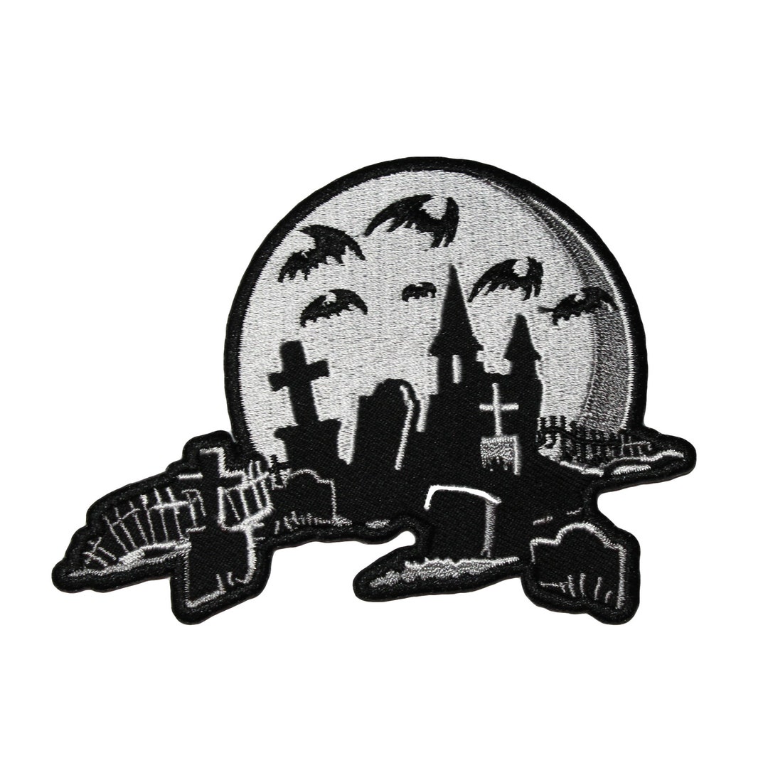 Spooky Graveyard Bats Embroidered Iron on Patch Halloween - Etsy