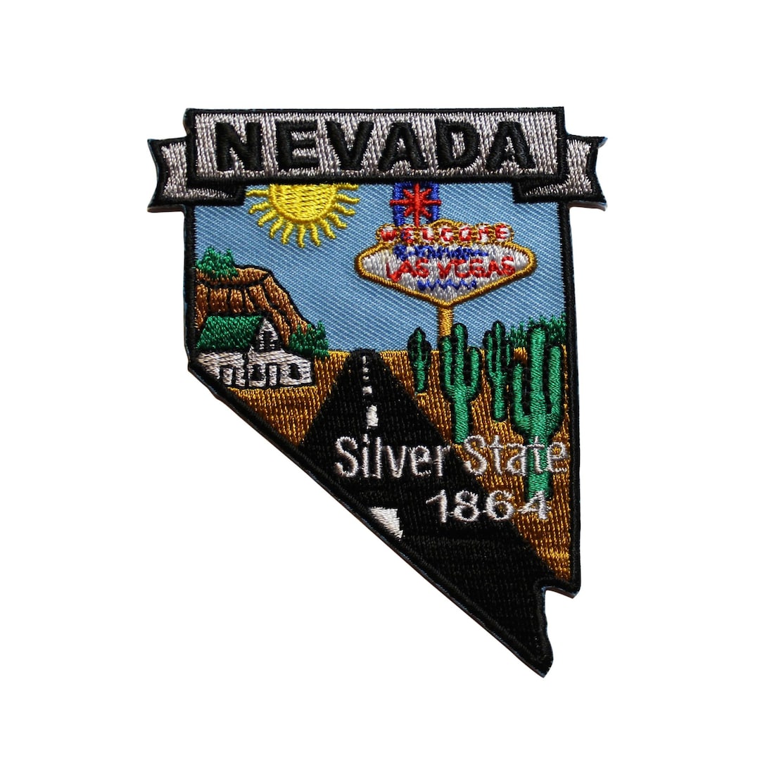 State of Nevada Embroidered Iron on Patch Silver Las Vegas - Etsy