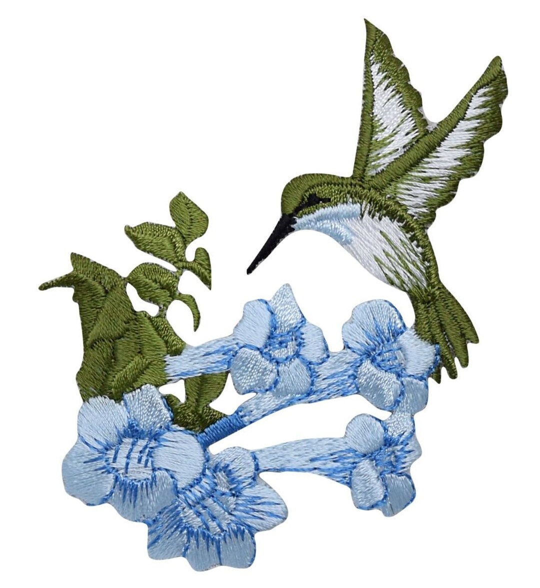 Hummingbird Blue Flower Facing Left Embroidered Iron on Patch - Etsy