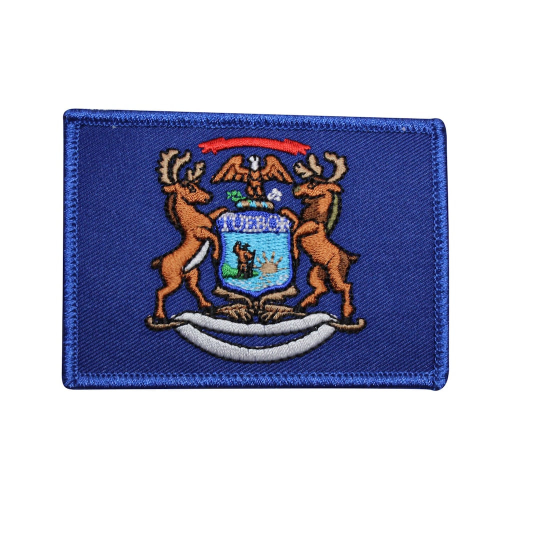 State of Michigan Flag Embroidered Iron on Patch Travel Souvenir - Etsy