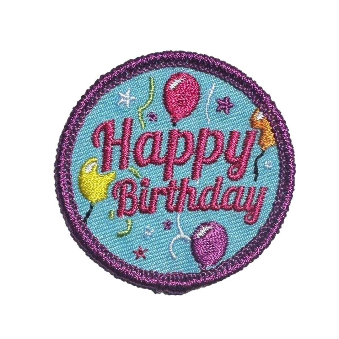 Happy Birthday Embroidered Iron on Patch Cake Present Balloons Banner ...