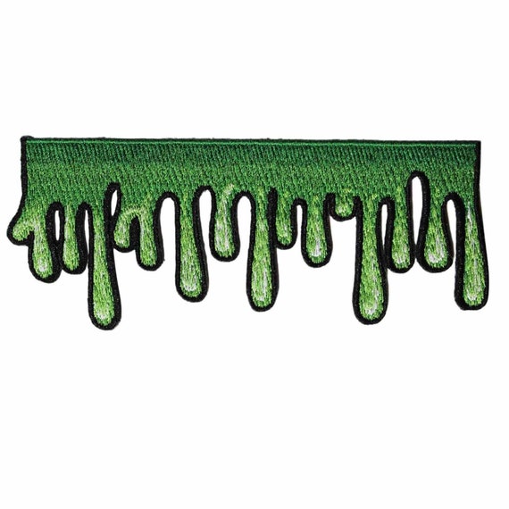 Green Slime Dripping Embroidered Iron on Patch | Etsy