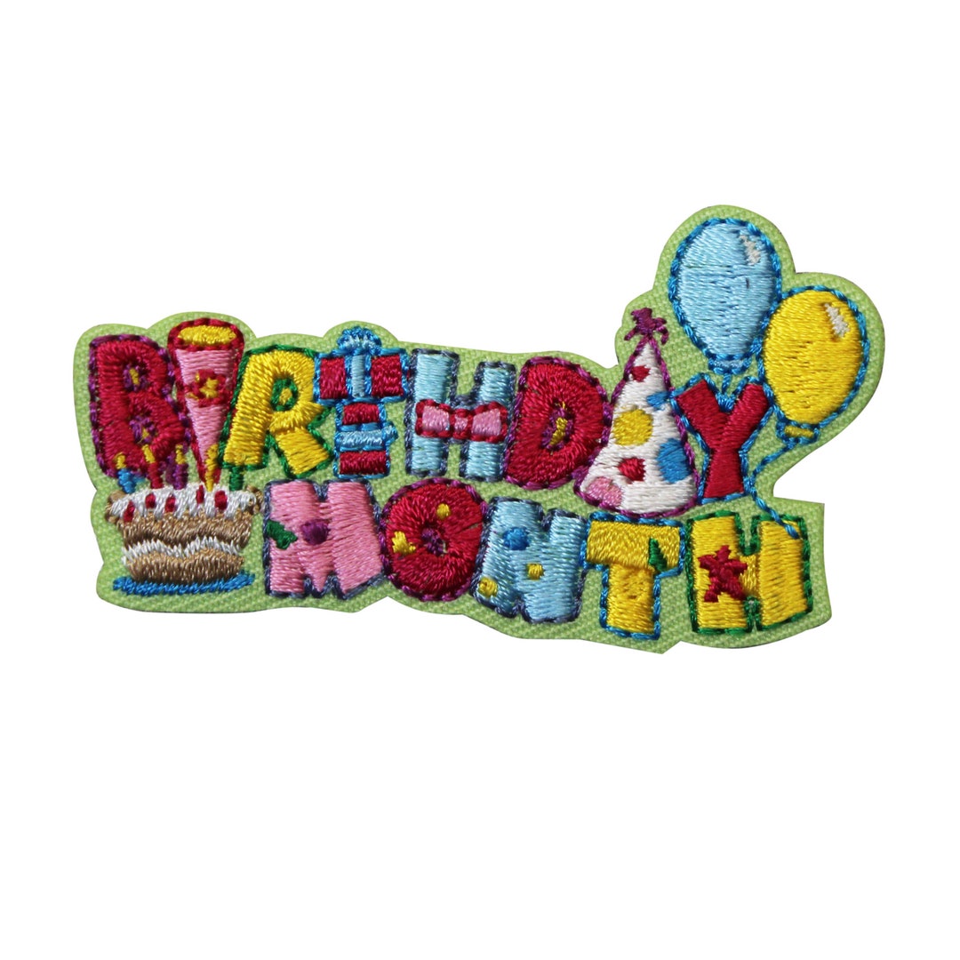 Birthday Month Embroidered Iron on Patch Boy Girl B-day Balloons Cake ...