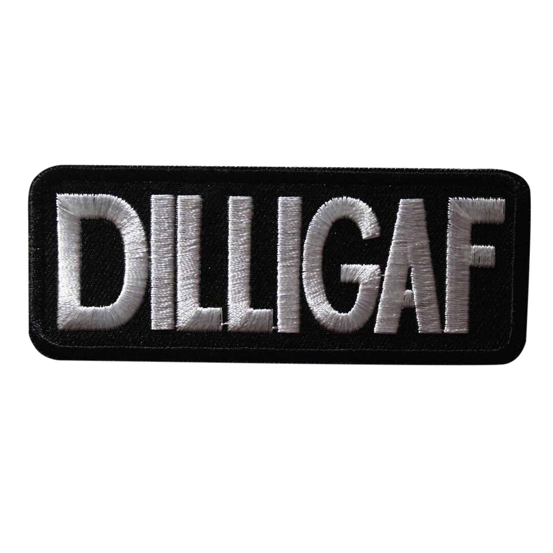 DILLIGAF Iron on Patch Biker Motorcycle Novelty Sayings Officially ...