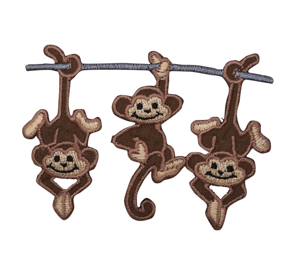 Three Hanging Monkeys Embroidered Iron on Patch - Etsy