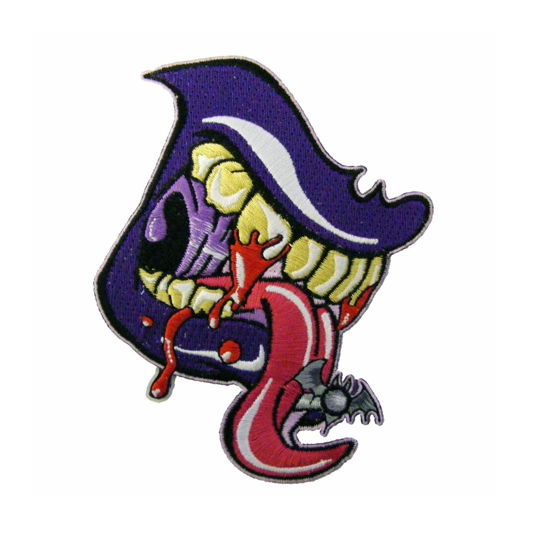 Monster Mouth Embroidered Iron on Patch Purple Goth Zombie Kreepy - Etsy