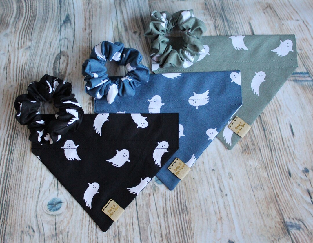 Friendly Ghost Halloween Ghoul Print Handmade Collar Slip on Dog ...