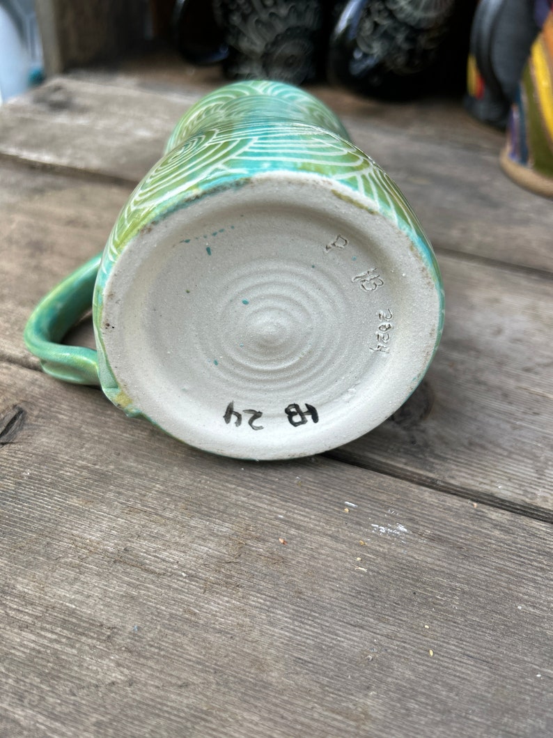 Handmade Ceramic Sgraffito Wave Mug Cup - Etsy