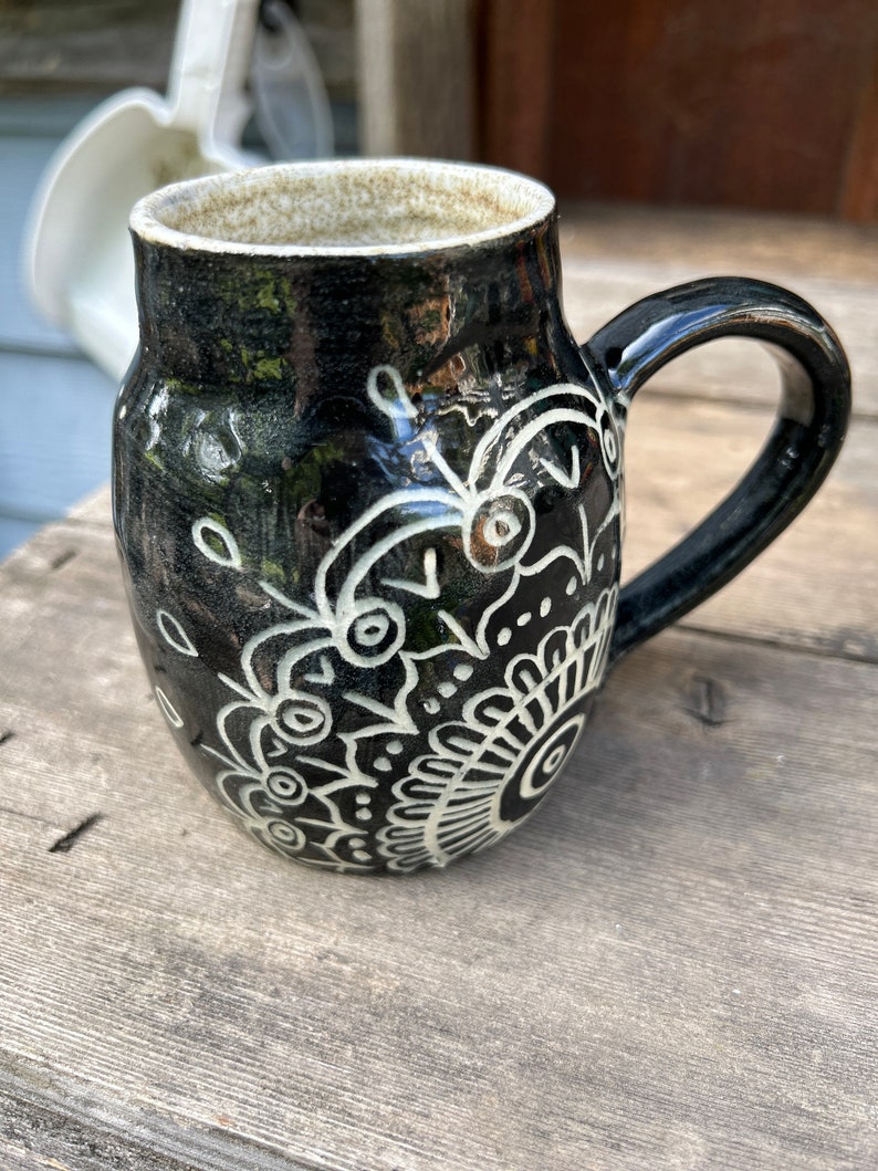 Handmade Ceramic Sgraffito Mandala Mug - Etsy