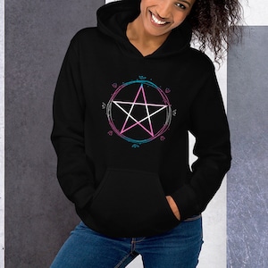 Transgender Pentagram Hoodie Wiccan Pagan Trans Pride Pentacle Hoodie ...