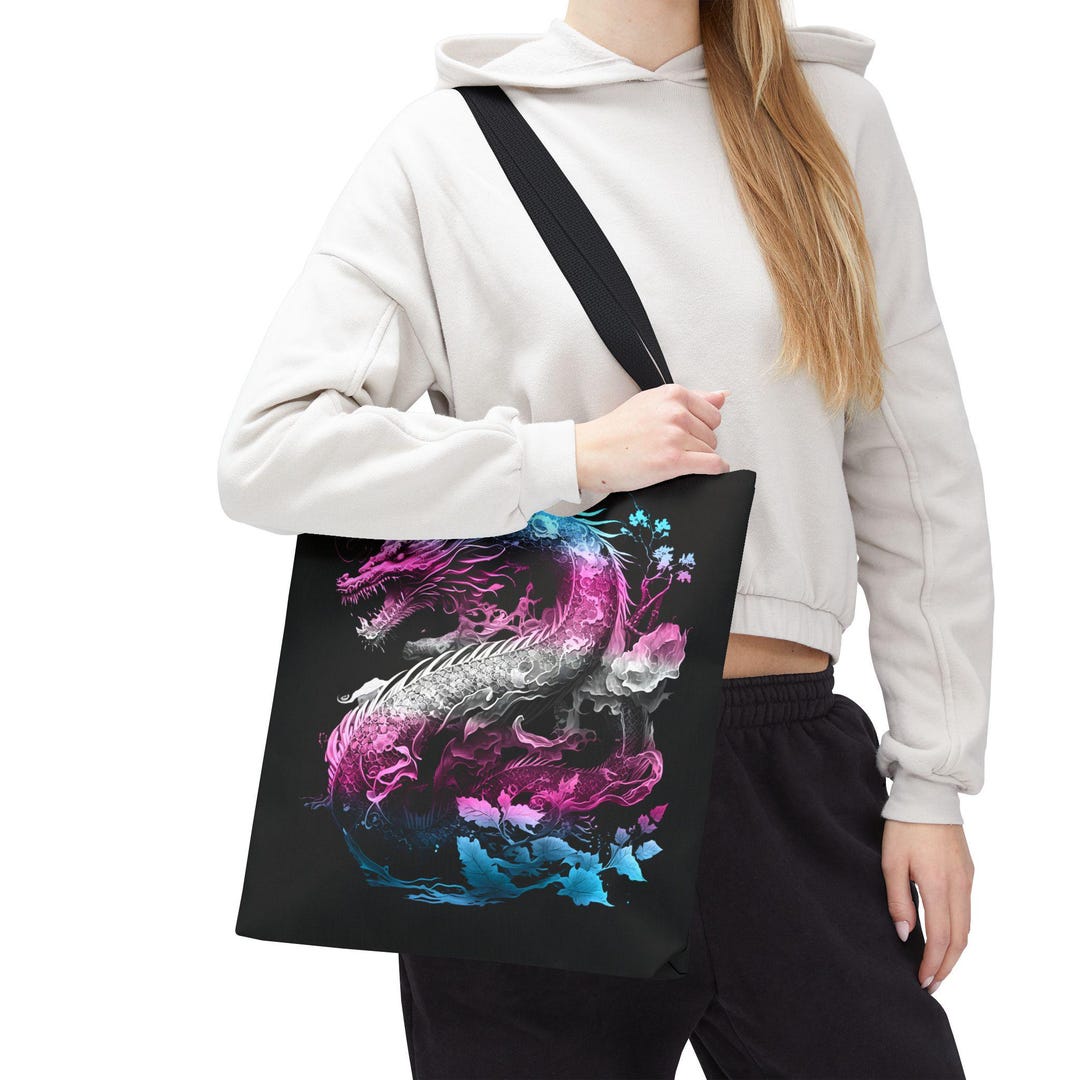 Transgender Watercolor Dragon Tote Bag, Trans Pride Dragon Canvas ...