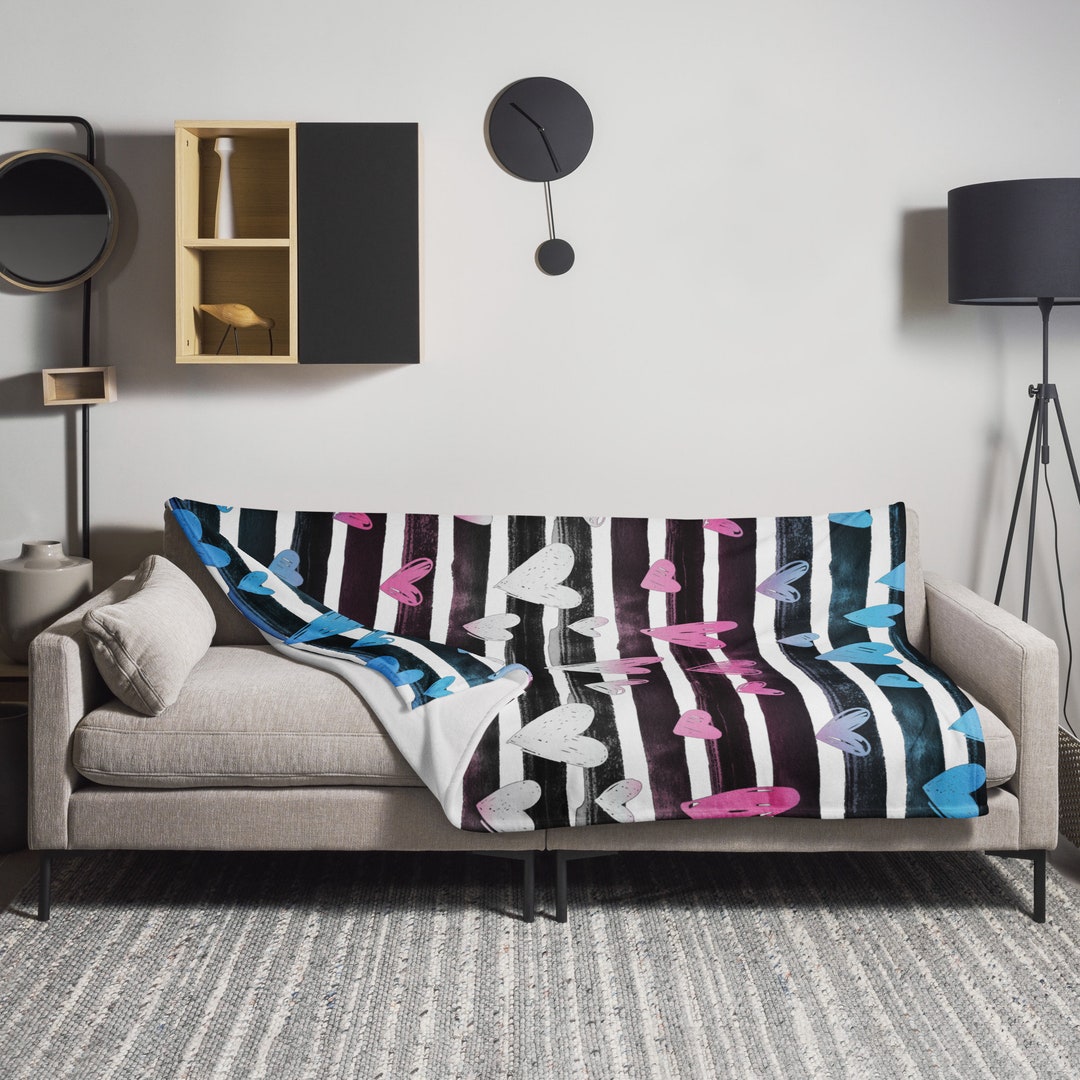 Transgender Valentines Day Soft Touch Blanket, Trans Pride Colors Boho ...